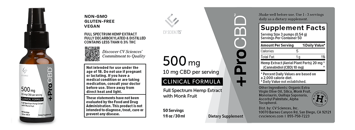 ProCBD Hemp Oil Liquid with Monk Fruit 500mg | CVSciences